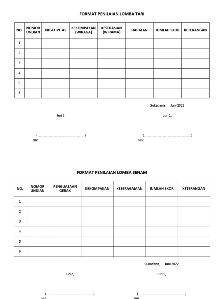 Format penilaian lomba tari dan senam | PDF Format penilaian lomba tari dan senam | PDF