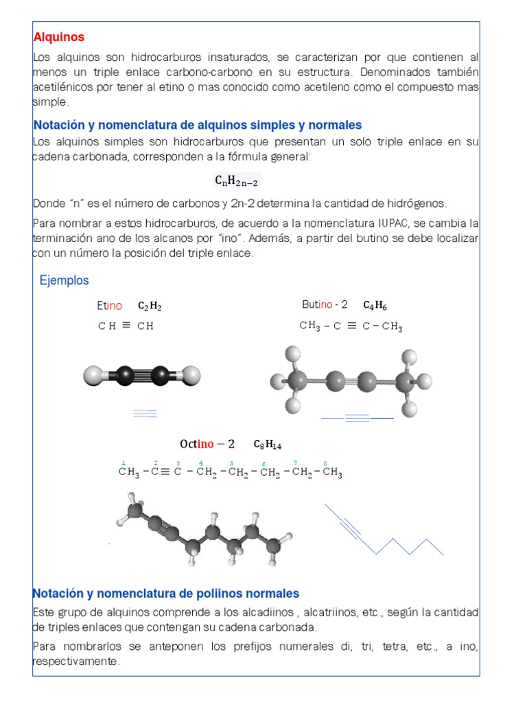Quimica Organica 5 Alquinos | PDF | Hidrocarburos | Moléculas