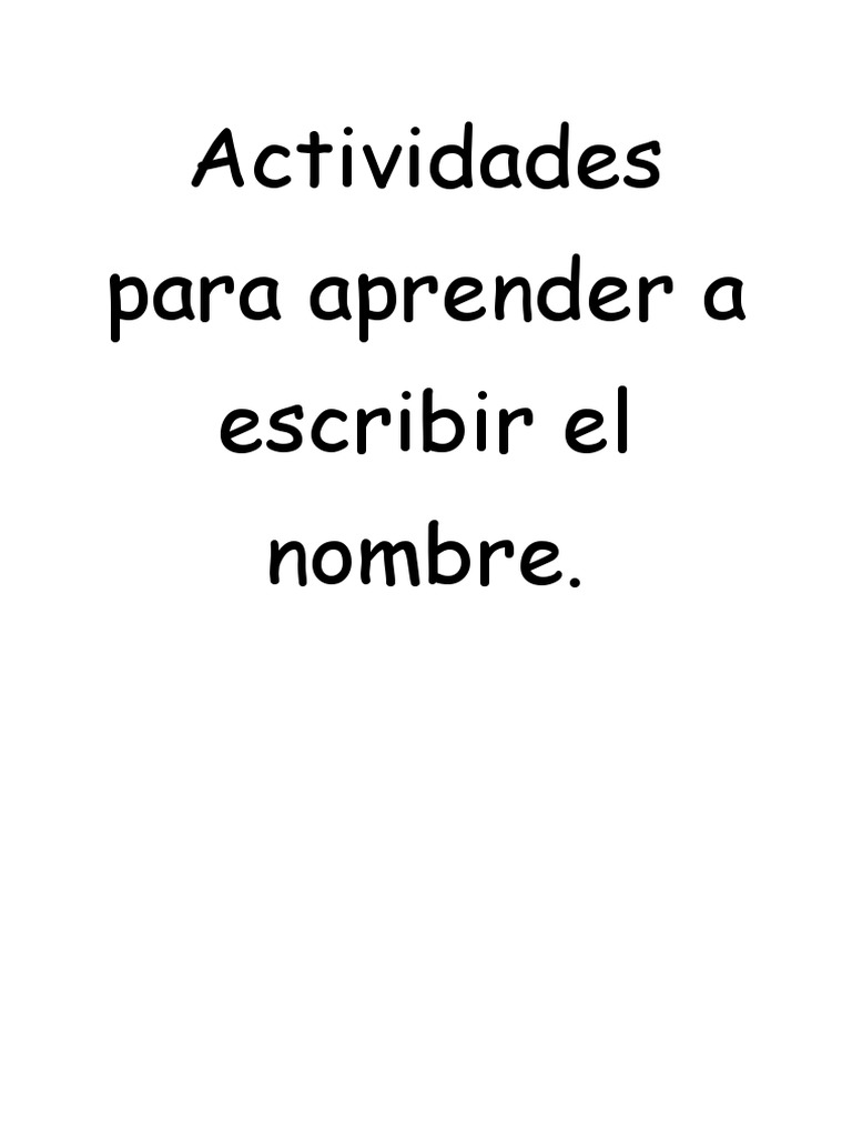 Actividades para Aprender El Nombre | PDF