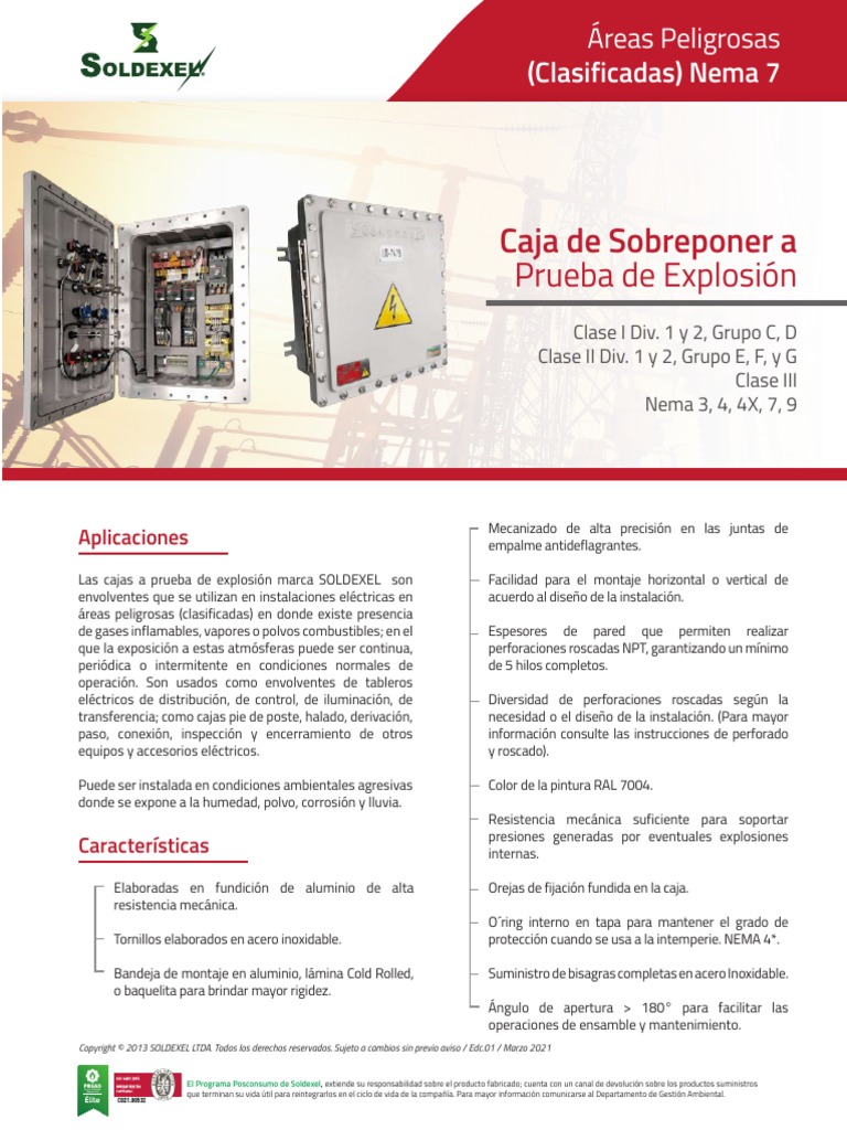 Caja A Prueba de Explosion Nema 7 SOLDEXEL | PDF | Tornillo ...