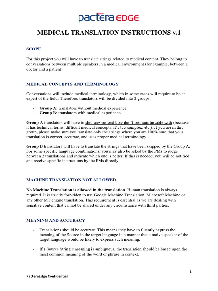 MEDICAL TRANSLATION INSTRUCTIONS v.1 | PDF | Translations | Grammar