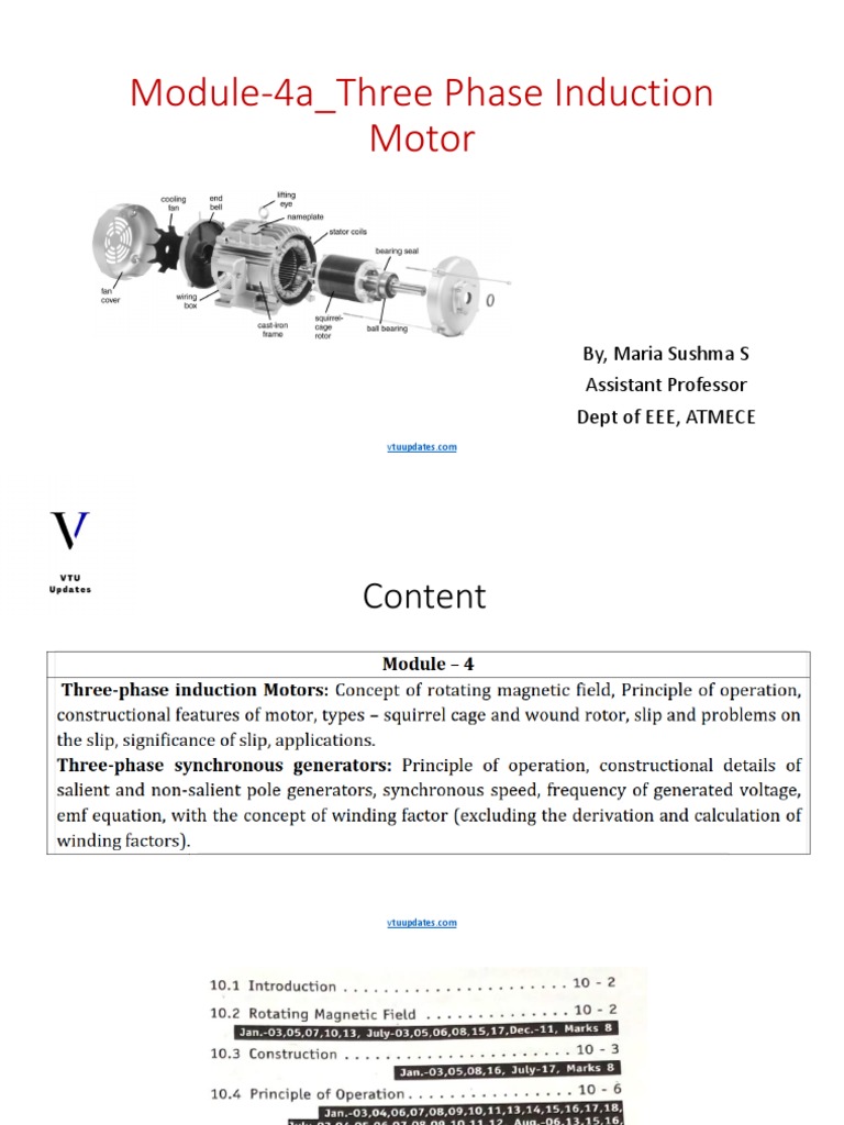 Module-4a - Three Phase Induction Motor: By, Maria Sushma S Assistant ...