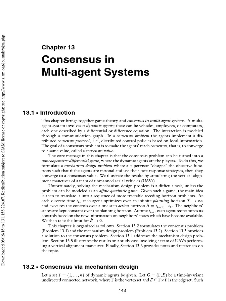 Consensus in Multi Agent Systems | PDF | Function (Mathematics) | Mathematics
