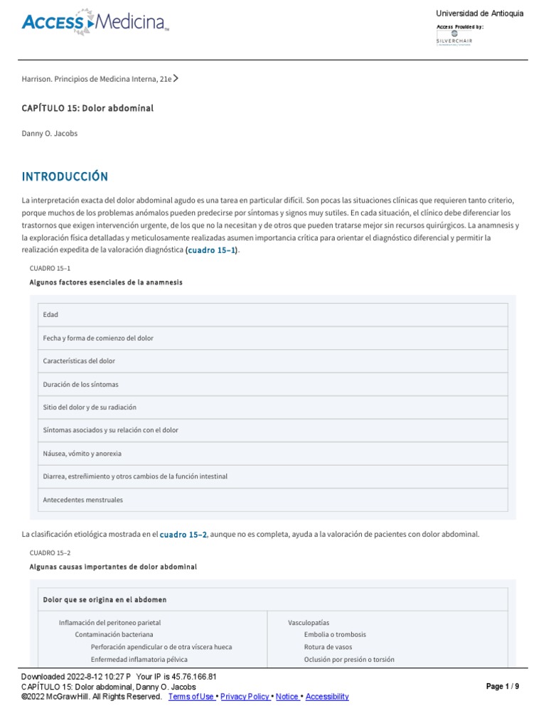 CAPÍTULO 15 - Dolor Abdominal | PDF | Abdomen | Dolor