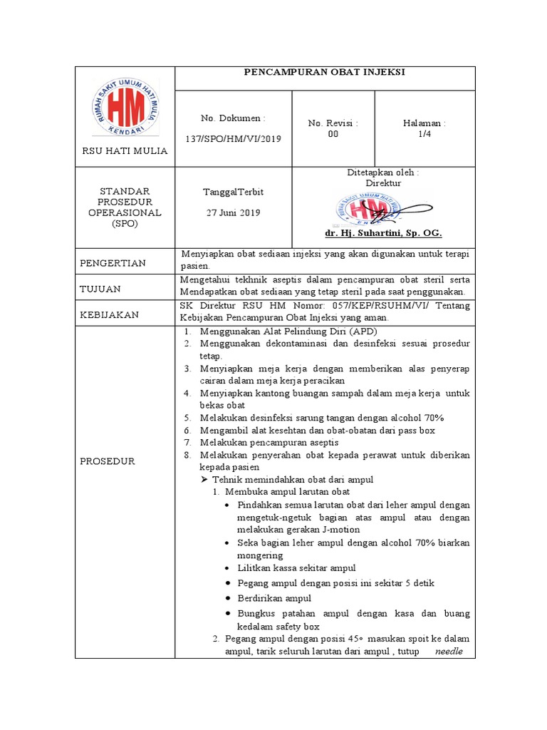 Spo Pencampuran Obat Injeksi | PDF