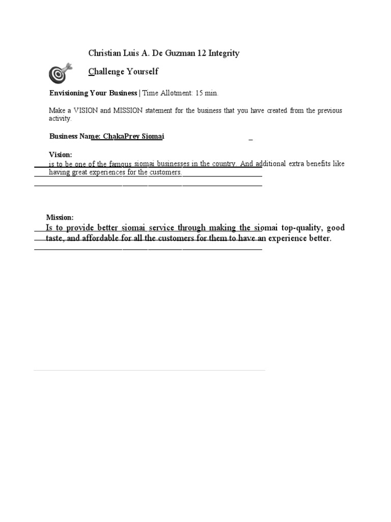 Christian Luis A. de Guzman 12 Integrity Challenge Yourself ...