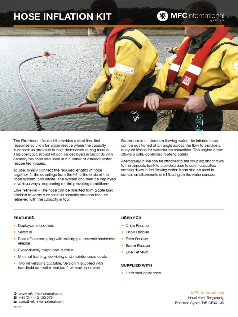 Hose Inflation Kit Sales Sheet | PDF | Water | Mechanical Engineering