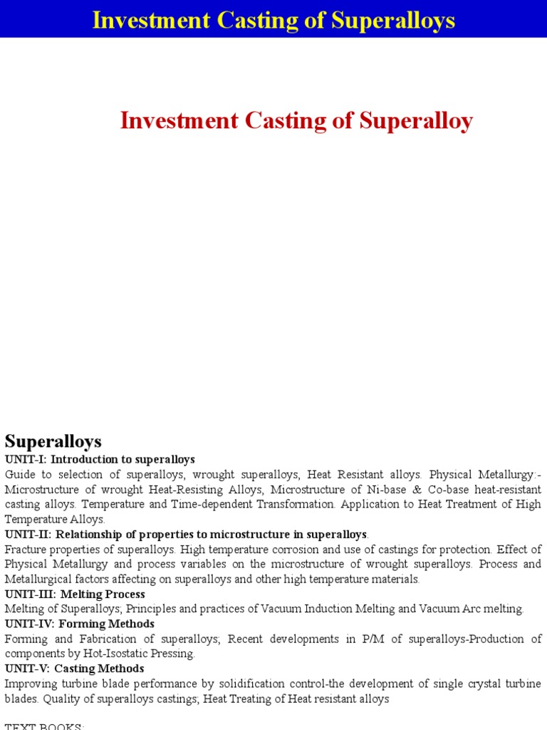 Superalloy Investment Casting Process | PDF | Casting (Metalworking) | Crystallite