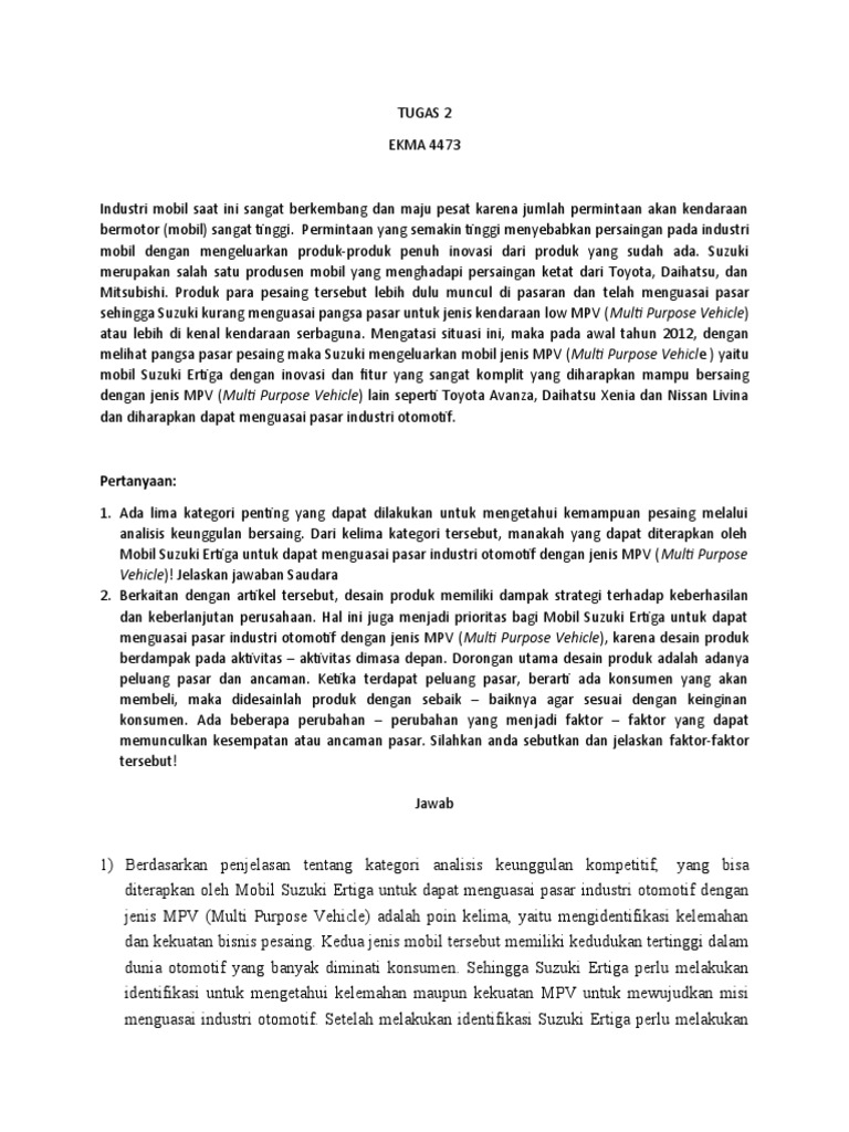 Tugas 2 Ekma 4473 | PDF | Bisnis | Pengelolaan Keuangan & Uang