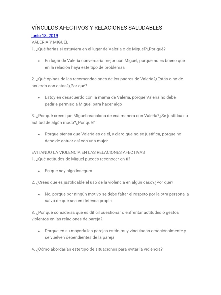 Vínculos Afectivos y Relaciones Saludables | PDF | Violencia | Estereotipos