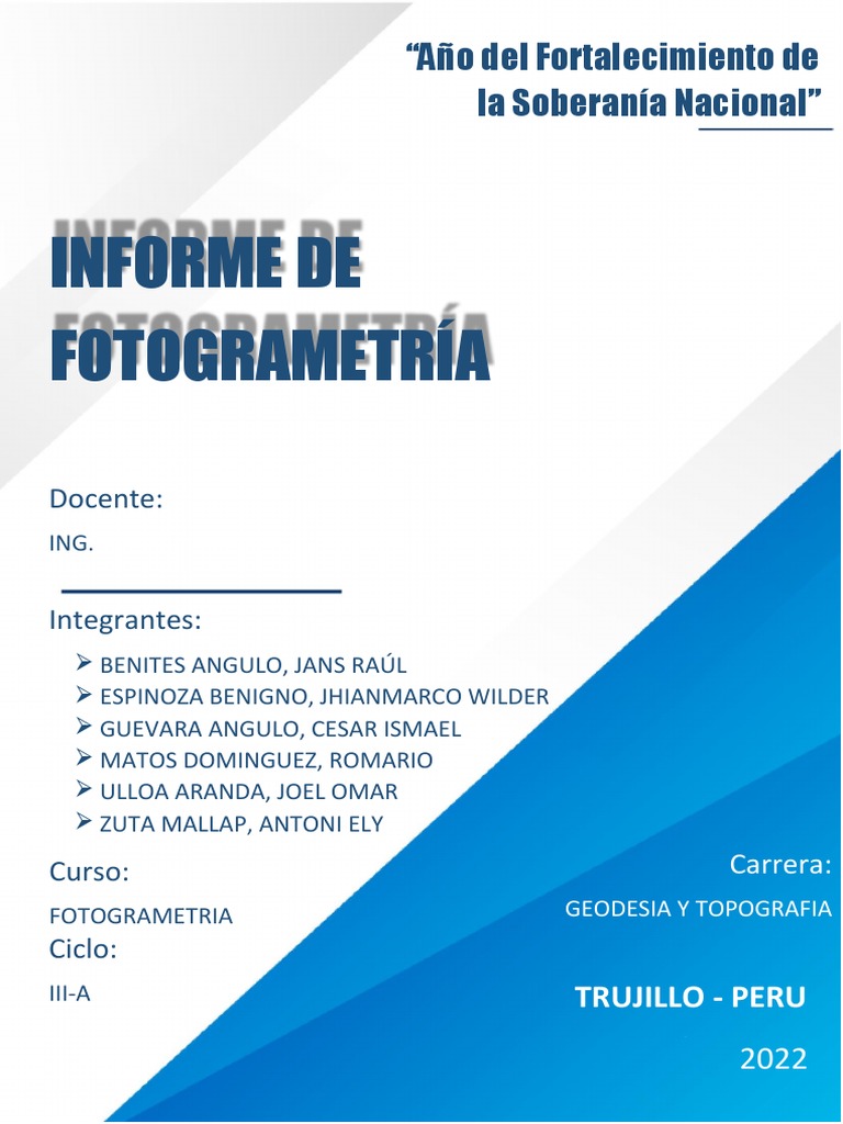 Informe de Fotogrametria Unidad 3 | PDF