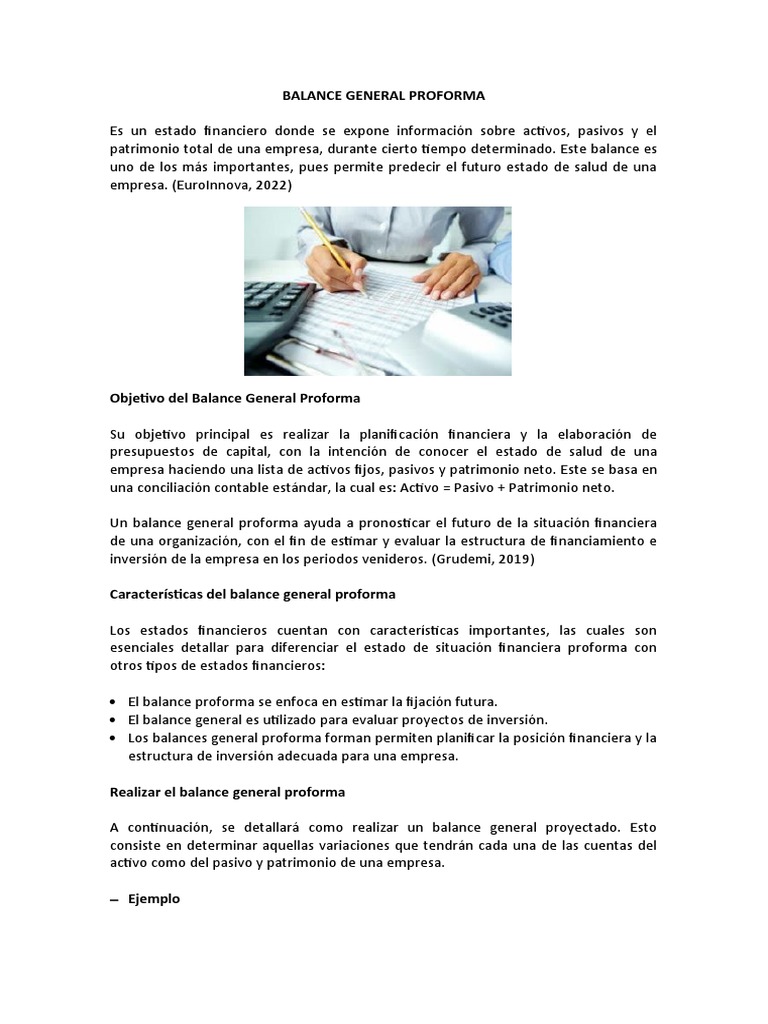 Balance General Proforma | PDF | Hoja de balance | Contabilidad