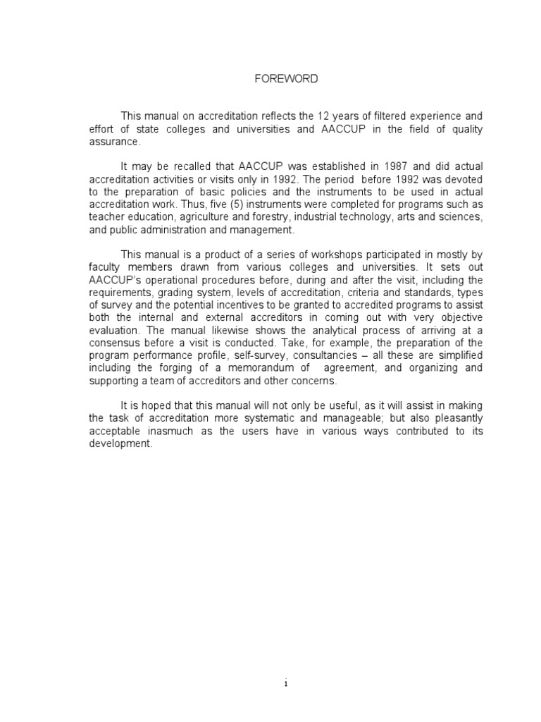 Manual On Accreditation | PDF