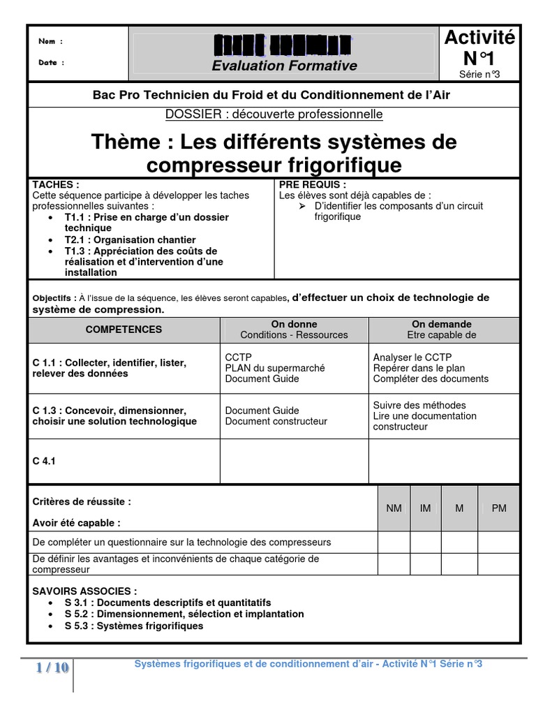 Evaluatin - BAC F5 - Les Différents Systèmes de Compresseurs ...