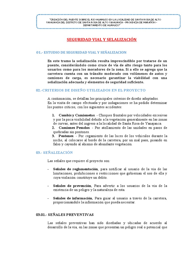 Estudio De Seguridad Vial Y Señalización Pdf Seguridad Vial La
