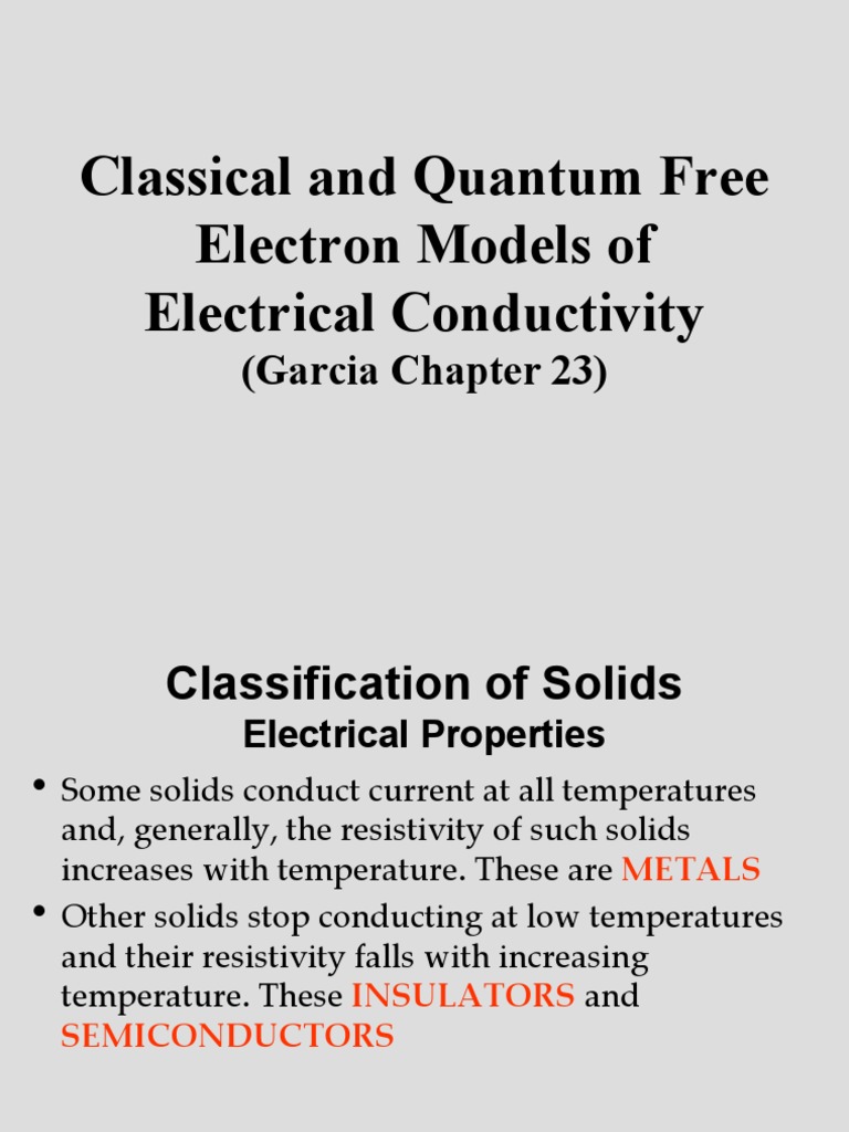 8 Free Electron Models of Conductivity | PDF | Electrical Resistivity And Conductivity ...