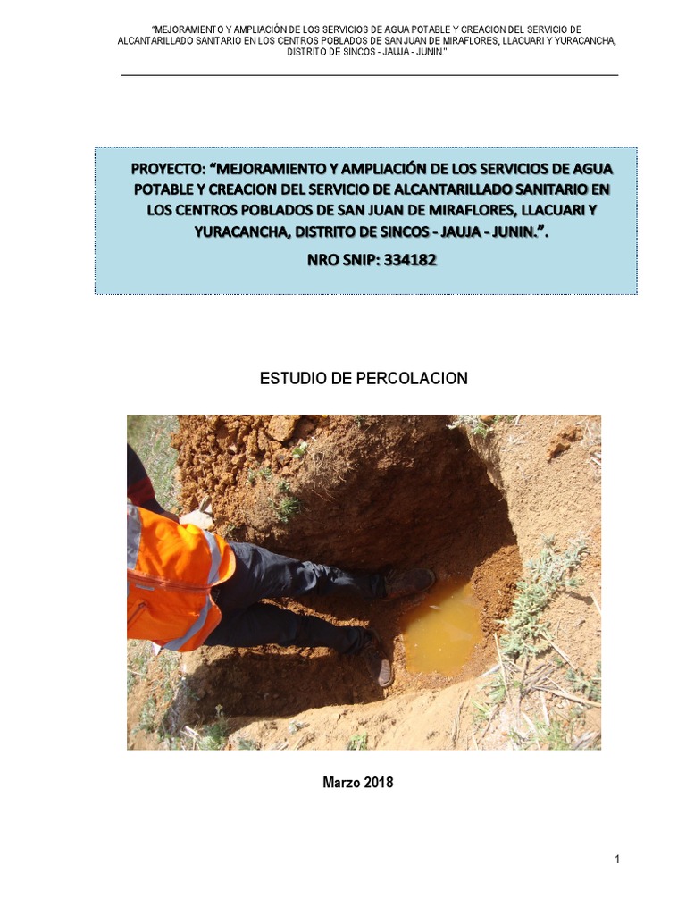 Estudio de percolación para mejora de servicios de agua y ...
