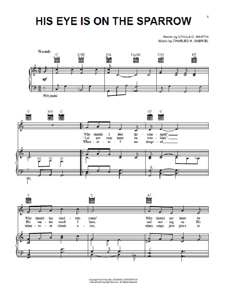 His Eye Is On The Sparrow | PDF