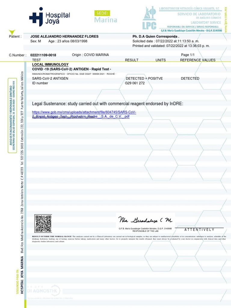 Legal Sustenance: Study Carried Out With Commercial Reagent Endorsed by Indre | PDF | Medical ...