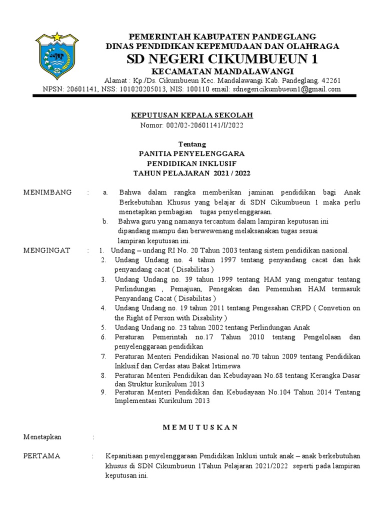 6.SK Kepsek Inklusi | PDF