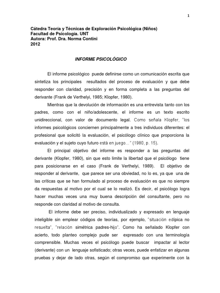 El Informe Psicologico | PDF | Sicología | Las emociones