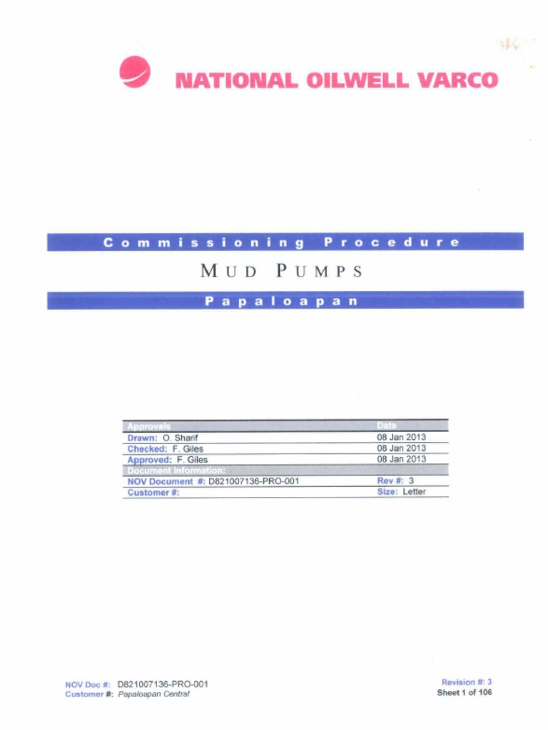Mud Pump Commissioning Document | PDF