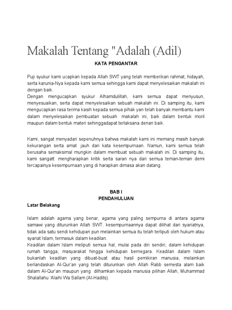 Makalah Tentang Adil | PDF