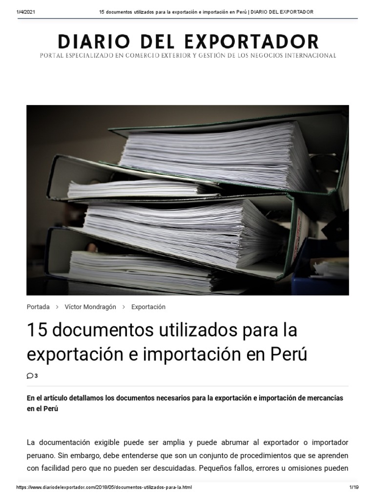15 Documentos Utilizados para La Exportación e Importación en Perú ...
