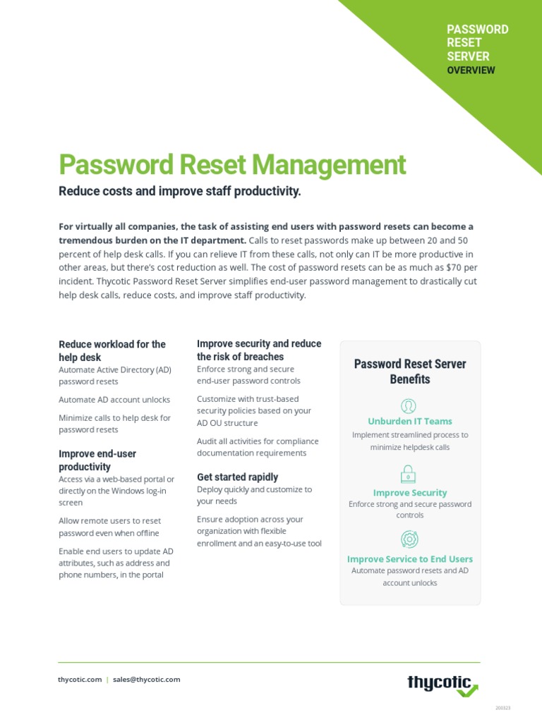 Datasheet Password Reset Server | PDF | Password | Security