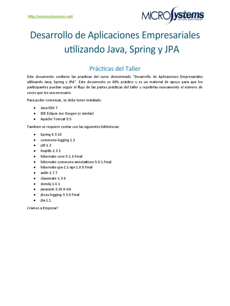 Taller Spring Pdf Java Lenguaje De Programación Sql