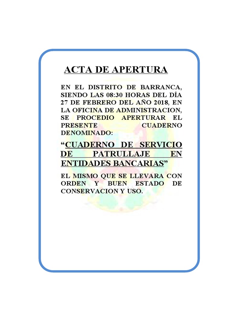 Acta de Apertura de Cuaderno Siat | PDF Acta de Apertura de Cuaderno Siat | PDF