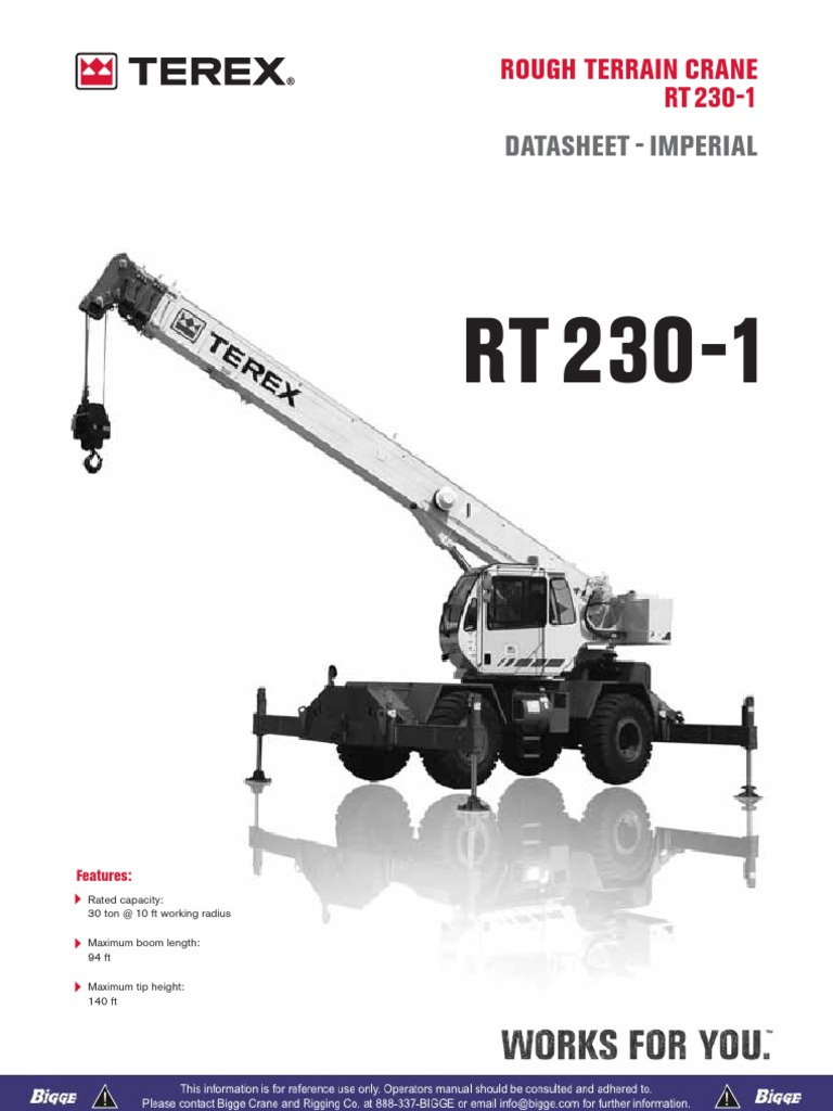 Terex RT 230 1 Chart | PDF | Crane (Machine) | Axle