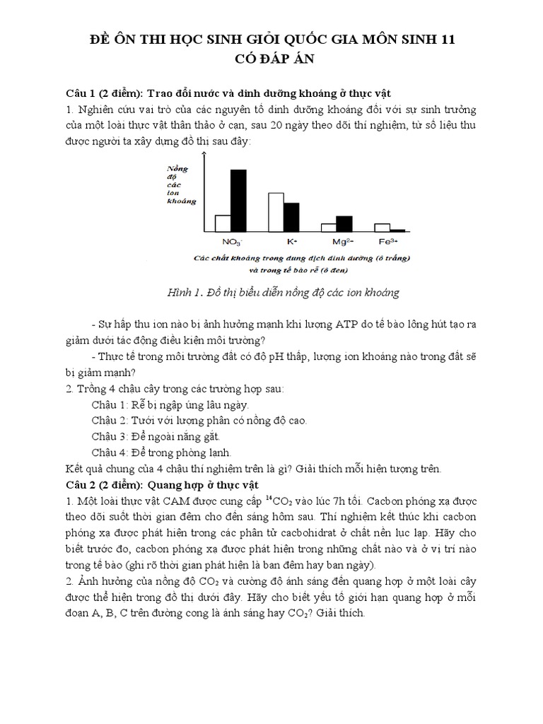 ĐỀ THI HSG SINH QUỐC GIA | PDF