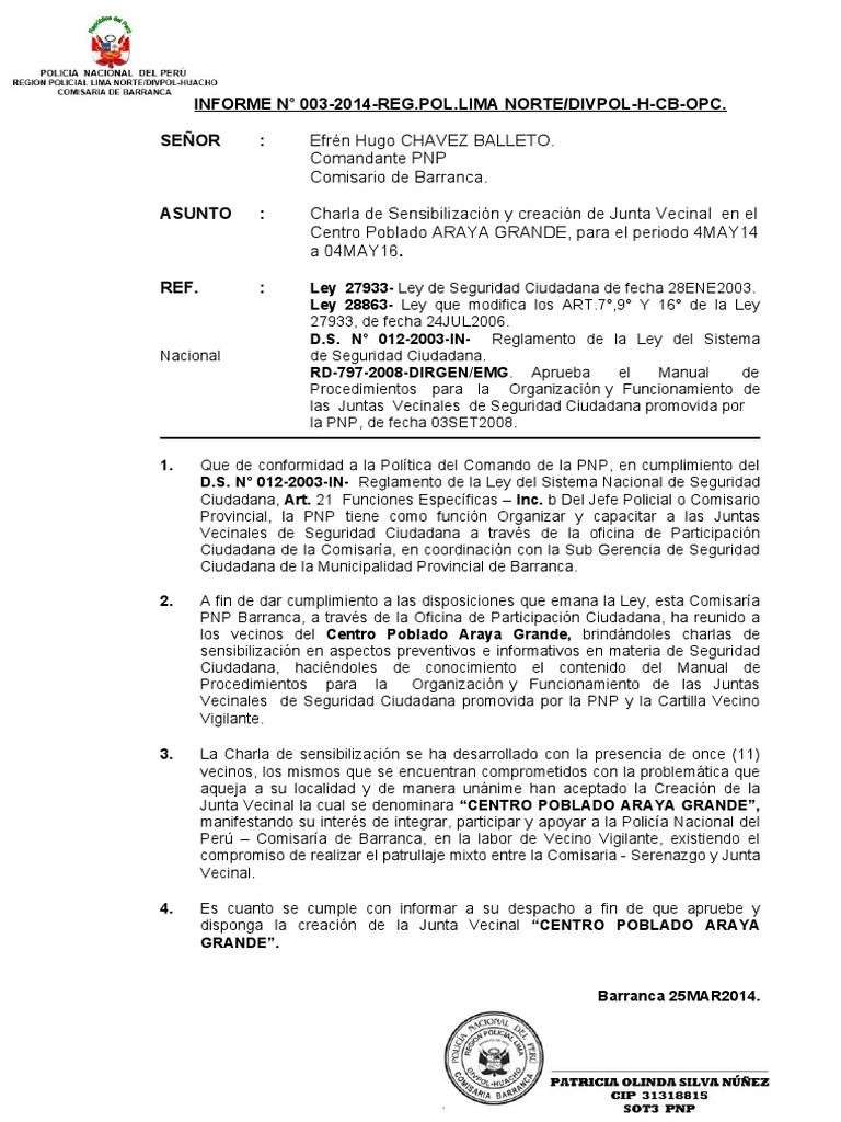 02- Informe Creación Junta Vecinal | PDF | Gobierno | Justicia