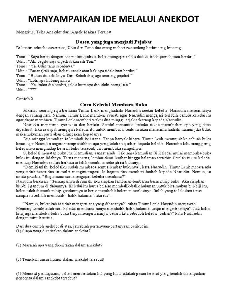 Menyampaikan Ide Melalui Anekdot | PDF