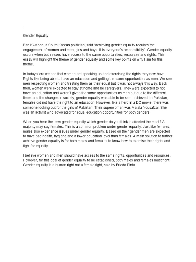 Gender Equality argumentative essay | PDF