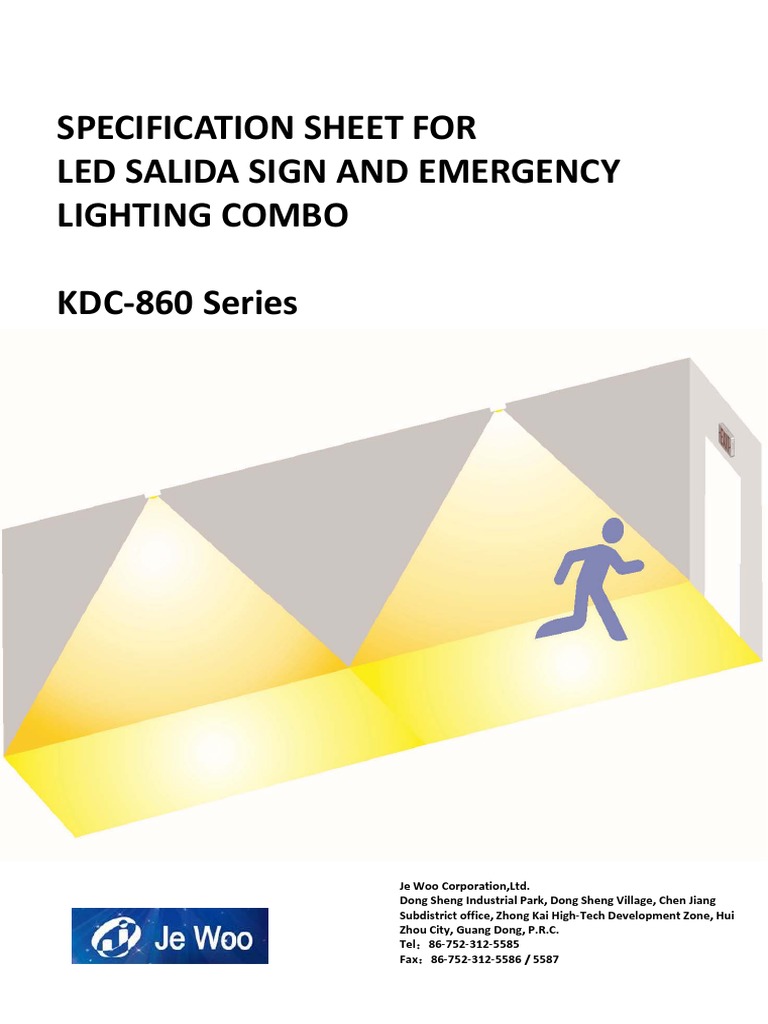 Specification Sheet For Led Salida Sign and Emergency Lighting Combo ...
