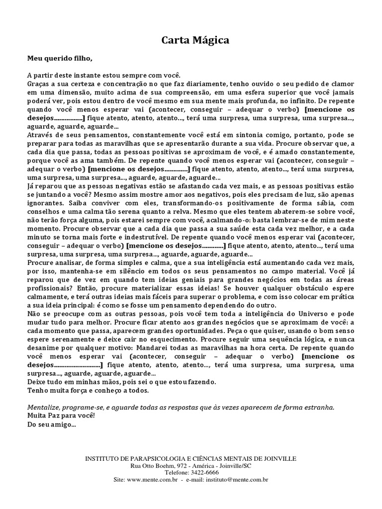 Carta Mágica | PDF | Pensamento