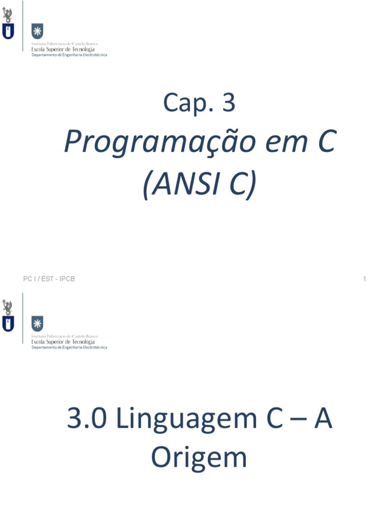 Cap3 Programacao em ANSI C | PDF | C (linguagem de programação ...