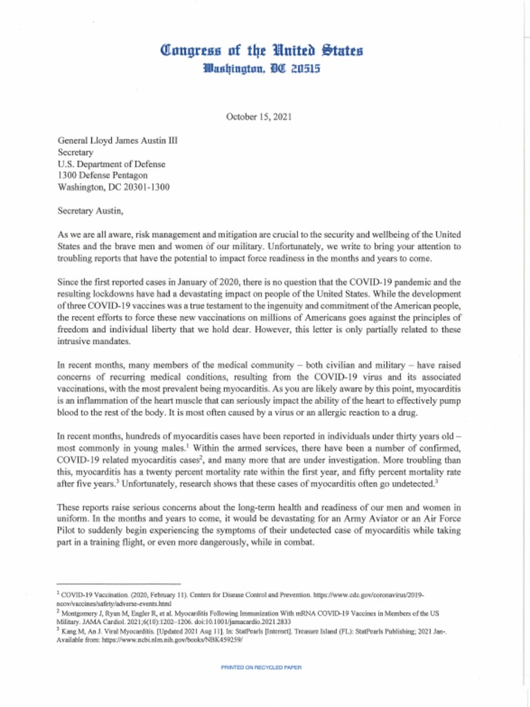 Final - SecDef Vaccine Screening Letter | PDF