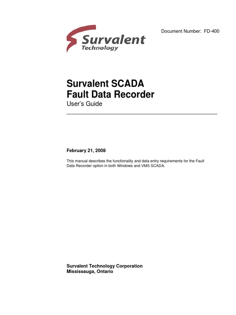 FD-400 Fault Data Recorder User's Guide | PDF | Databases | Scada