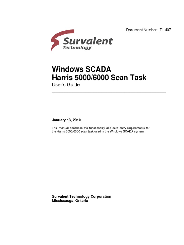 TL-407 Harris 5000-6000 Scan Task User's Guide | PDF | Port (Computer ...