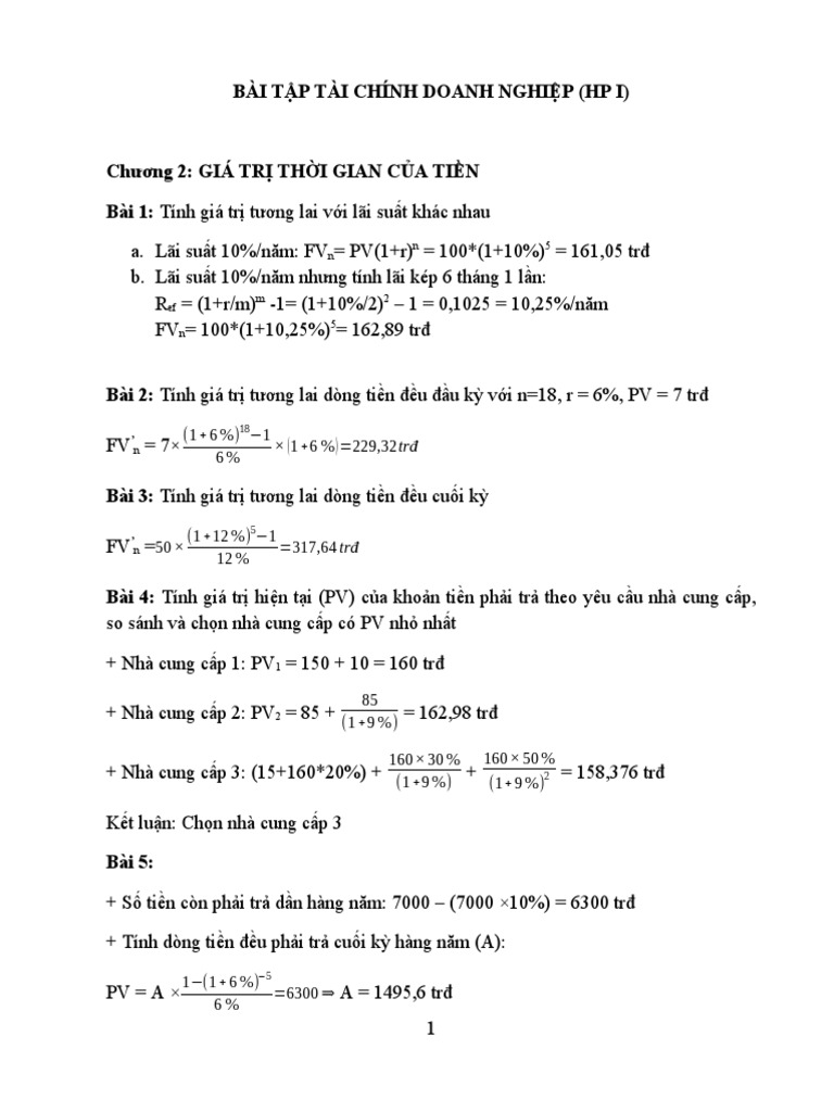 HƯỚNG DẪN GIẢI BÀI TẬP TCDN | PDF