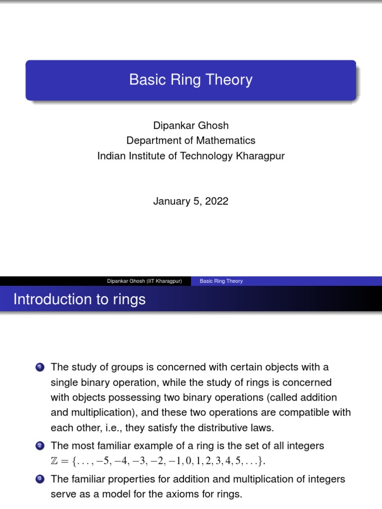 Ipad Lecture 1-3 On Ring Theory | PDF | Ring (Mathematics) | Field (Mathematics)