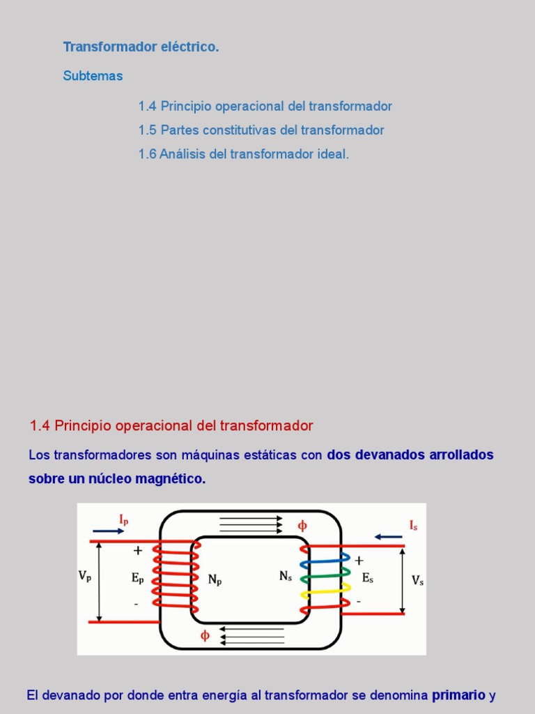 UNIDAD I-1.4 Principio Operacional Del Transformador | PDF | Transformador | Inductor