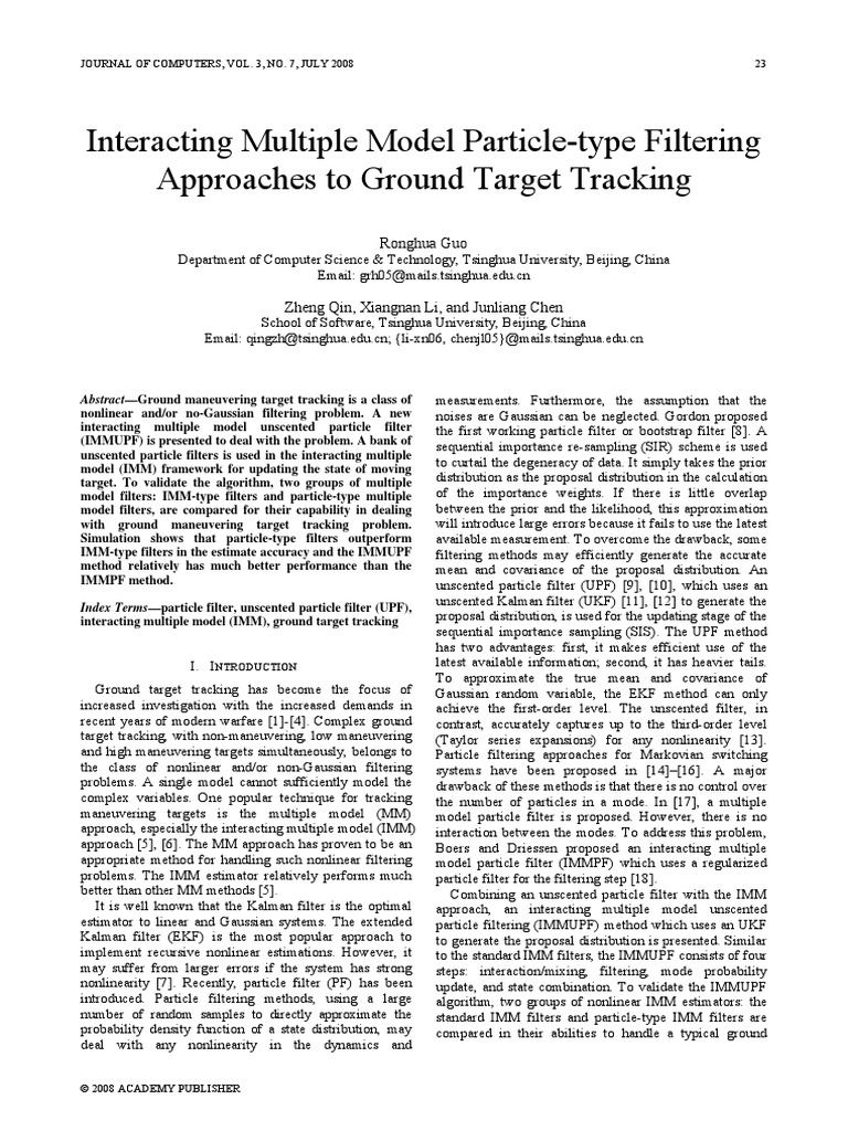 2 Interacting Multiple Model Particle-Type Filtering | PDF | Kalman Filter | Applied Mathematics