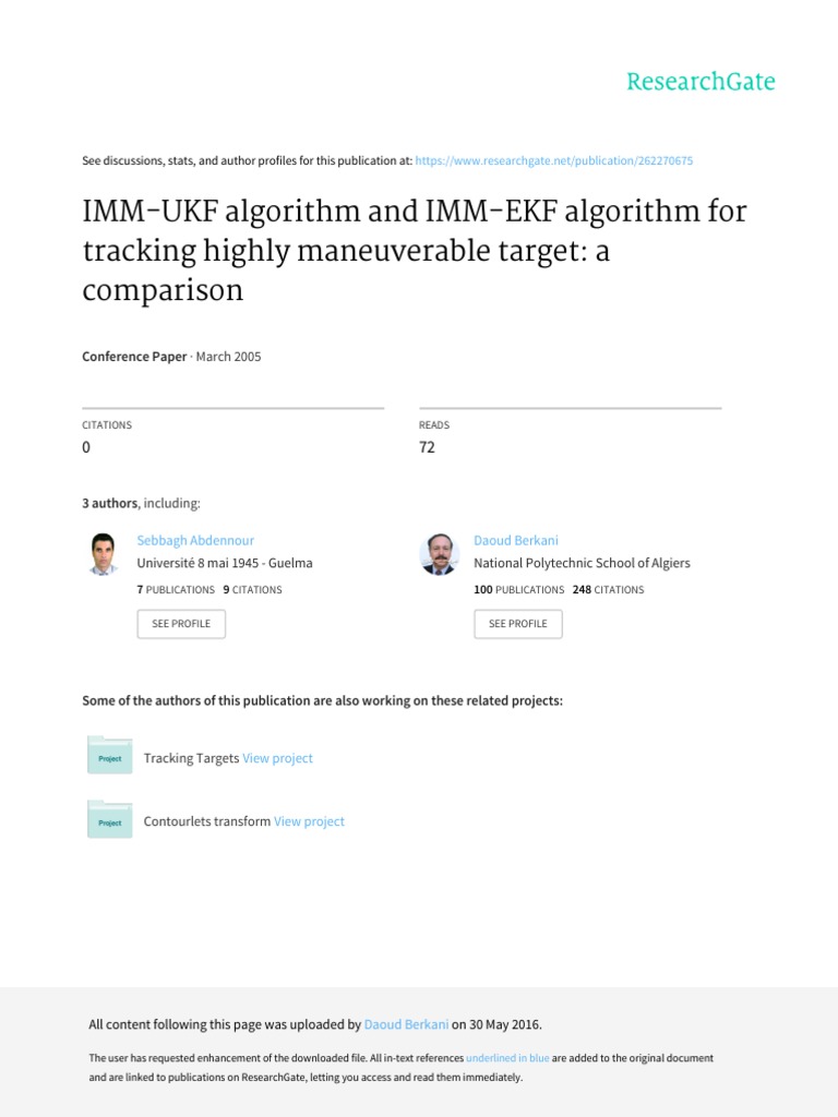 12 Imm Ukf Algorithm And Imm Ekf Algorithm For Pdf Kalman Filter Mathematics