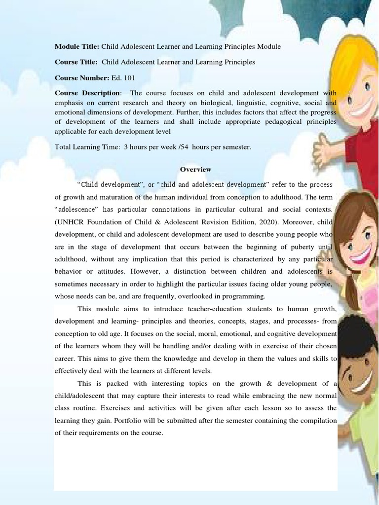Child Development Learning Principles Module | PDF | Developmental ...
