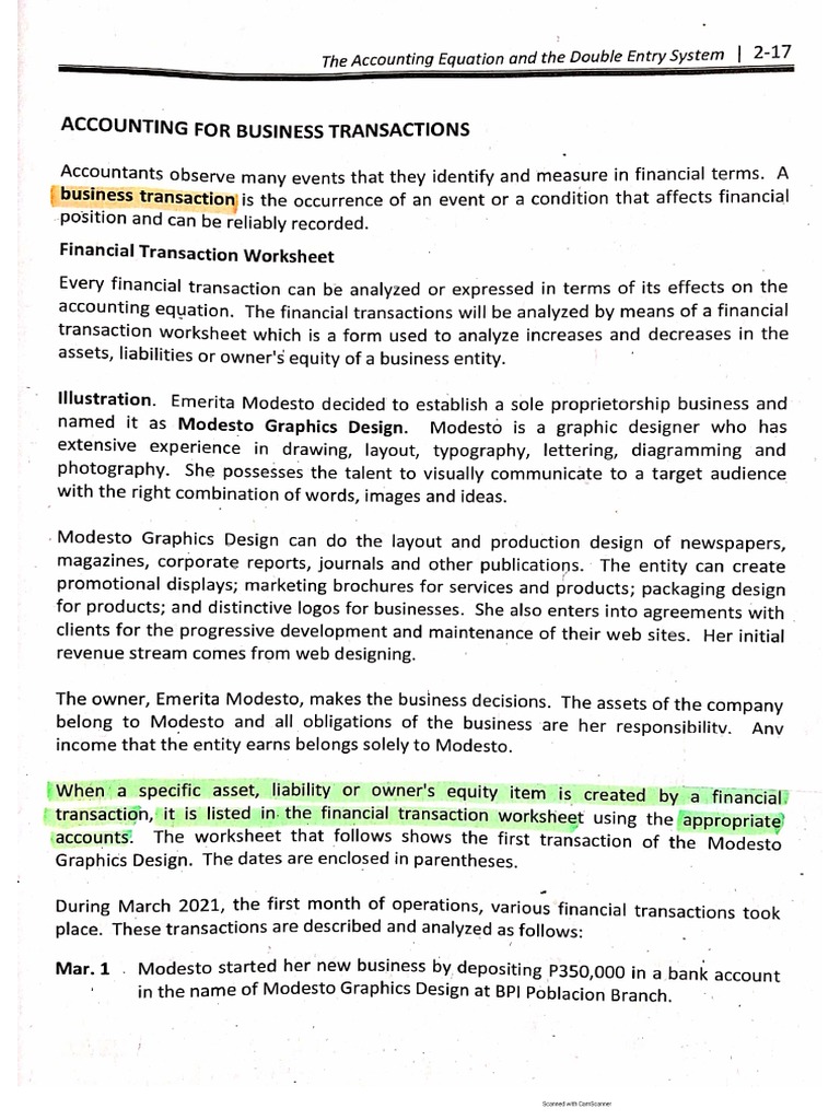 Part 2.1 - Sample Business Transactions | PDF