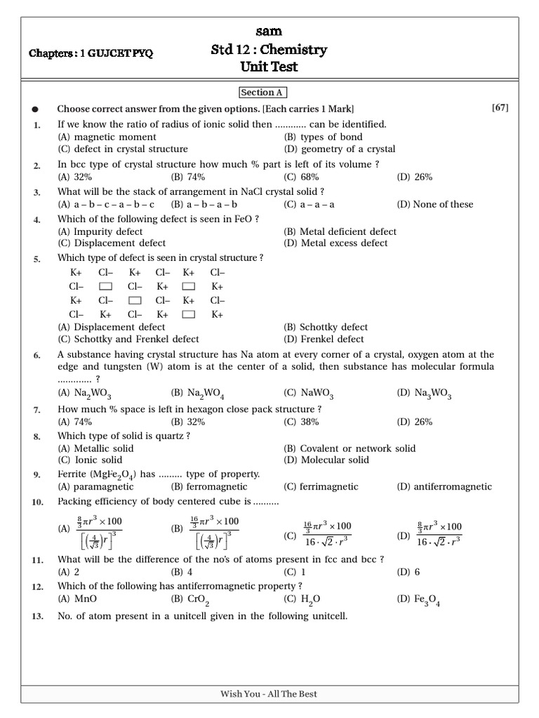 Ch-1 Solid State gujcet pyq | PDF | Crystal Structure | Chemical Compounds